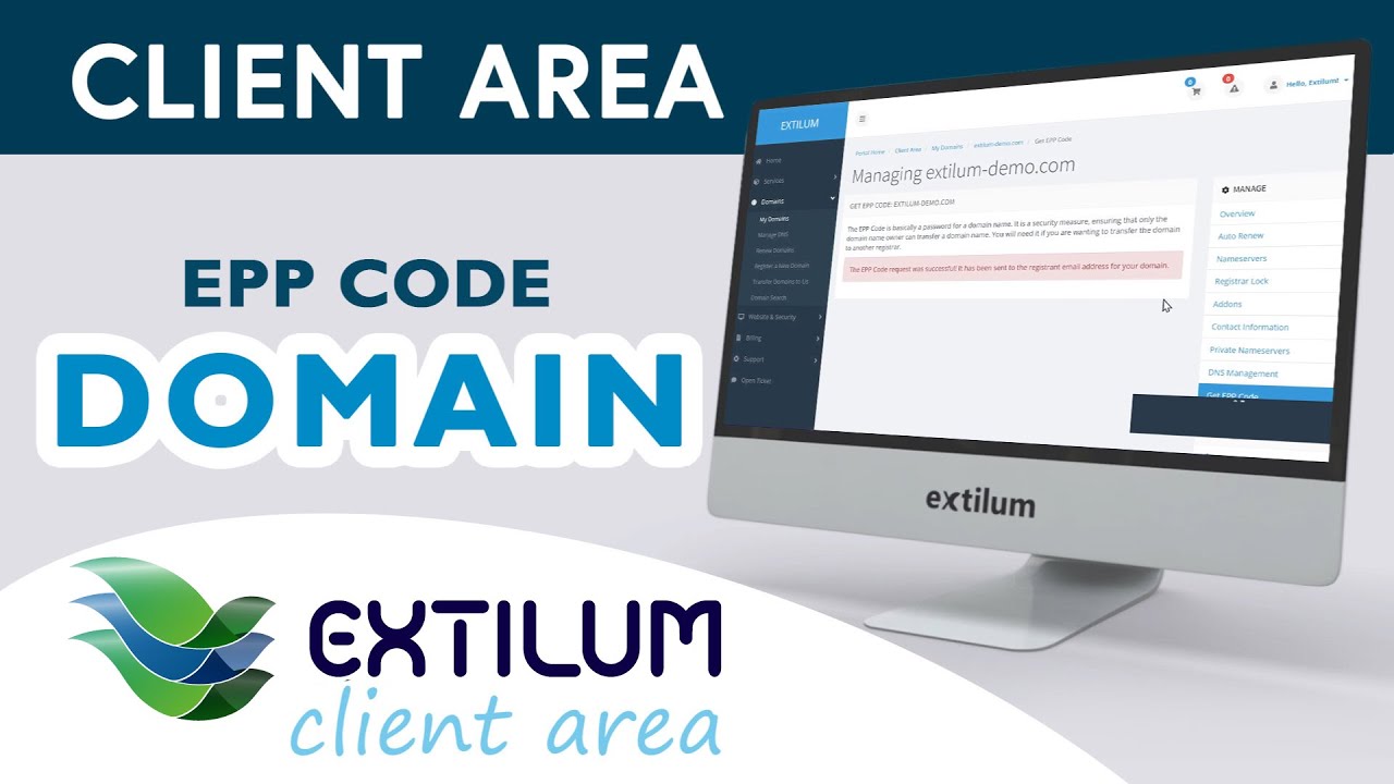 How to Get Domain EPP Code (Authorization Code) in Extilum Client Area - Extilum Hosting