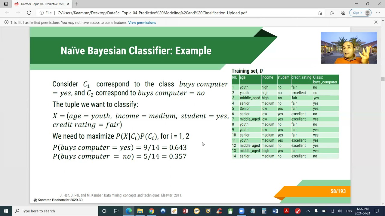 Session 7: Part 3 - Bayesian Classifier (Example 2)