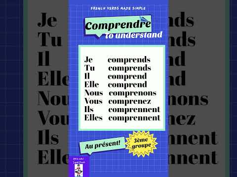 Conjugaison du Verbe Comprendre(to understand)au présent/Conjugation of Comprendre in present tense