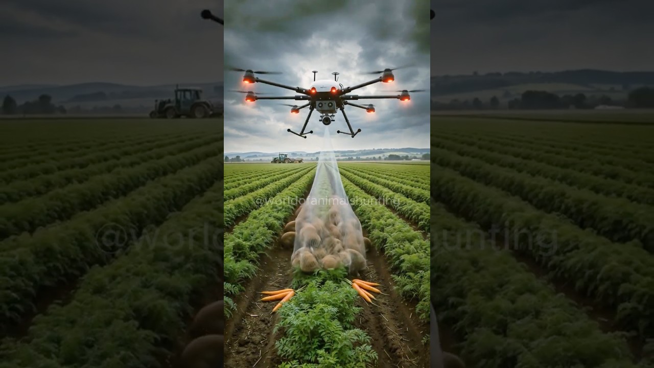 Futuristic Farming Drone vs Wild Rabbits #shorts #villagelife #smartfarming #rurallife