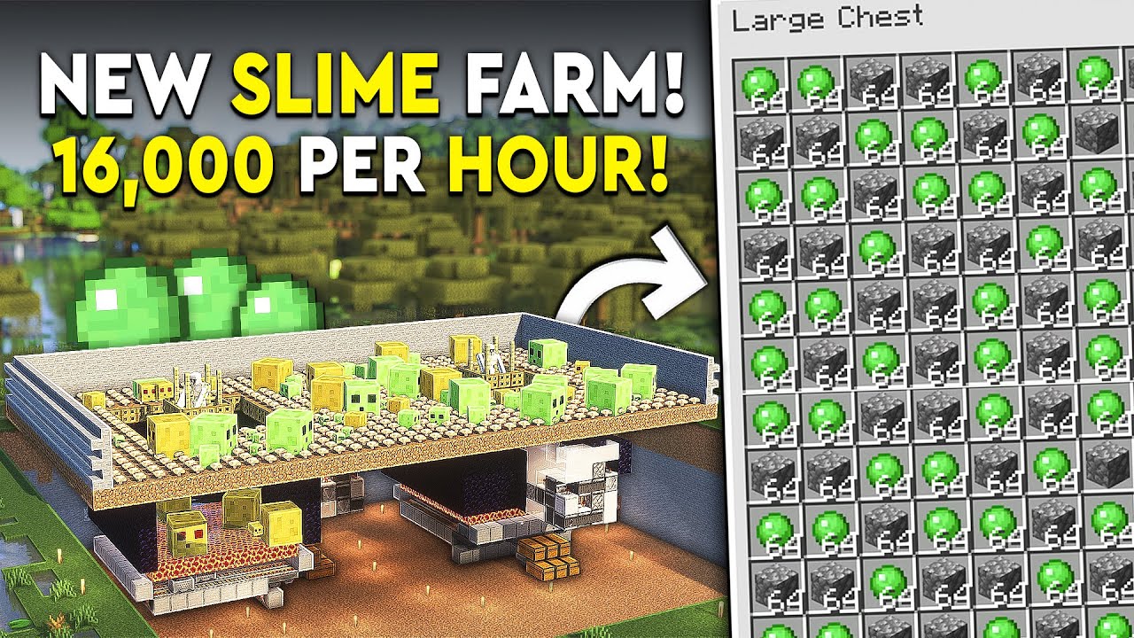 Minecraft Slime Farm Tutorial - NEW & EASY - 16,000 PER/HR! - Minecraft ...