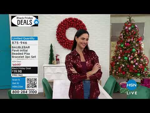 BAUBLEBAR Pav Initial Pisa Stretch Bracelet 3piece Set