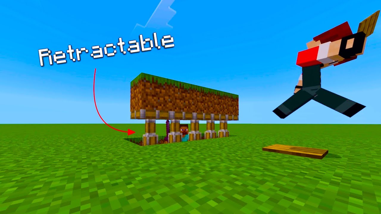 Minecraft Bedrock Edition Retractable 5x1 Flatground Trap