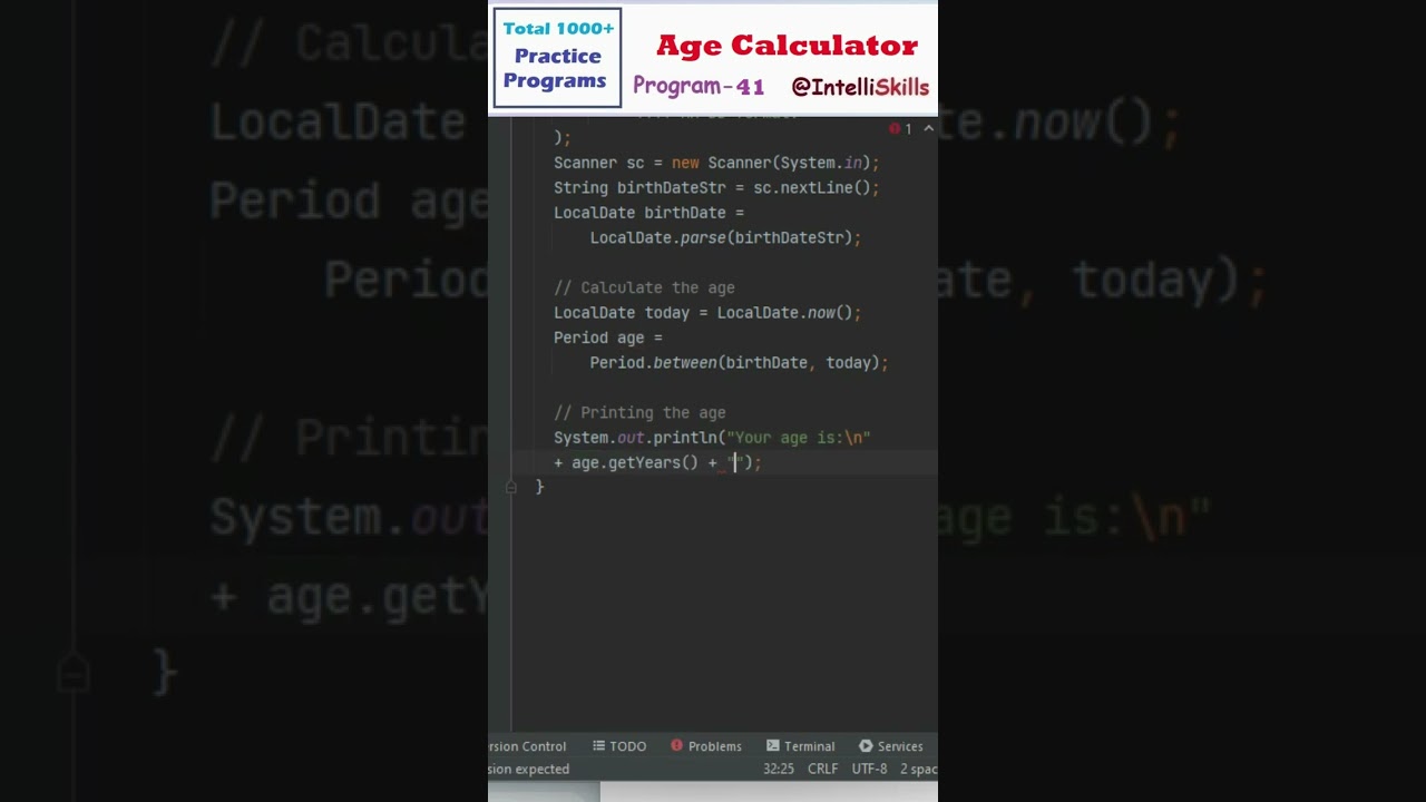 Age Calculator Program in Java #Shorts #java #coding #programming #trending