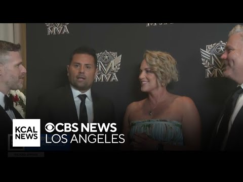 KCAL News anchors Chris Holmstrom and Jamie Yuccas present at military and veteran awards show
