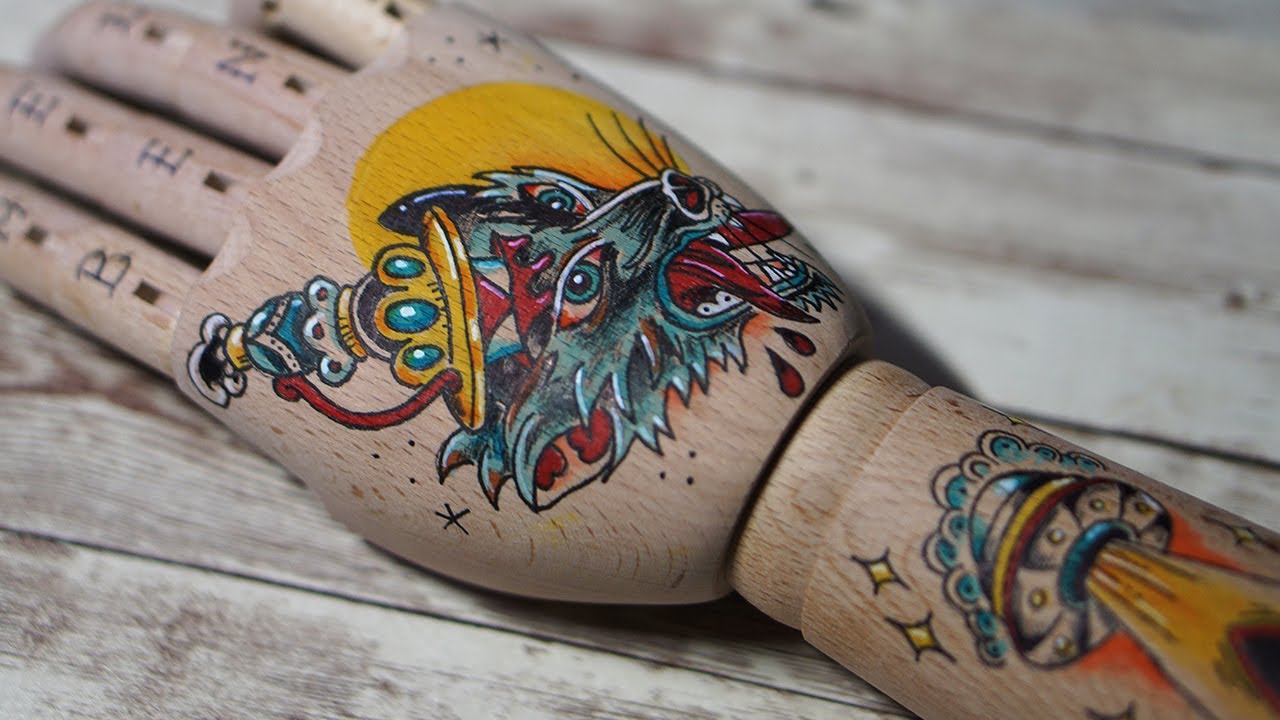 Dagger Wolf & UFO | Custom-Made for WolfOutWest based on his Tattoos | Traditional Tattoo Art