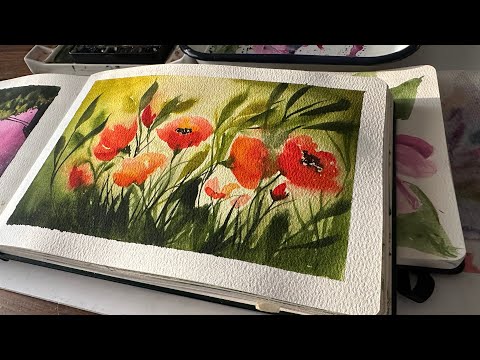 Watercolor Journal Day 88 (Replay Poppies)