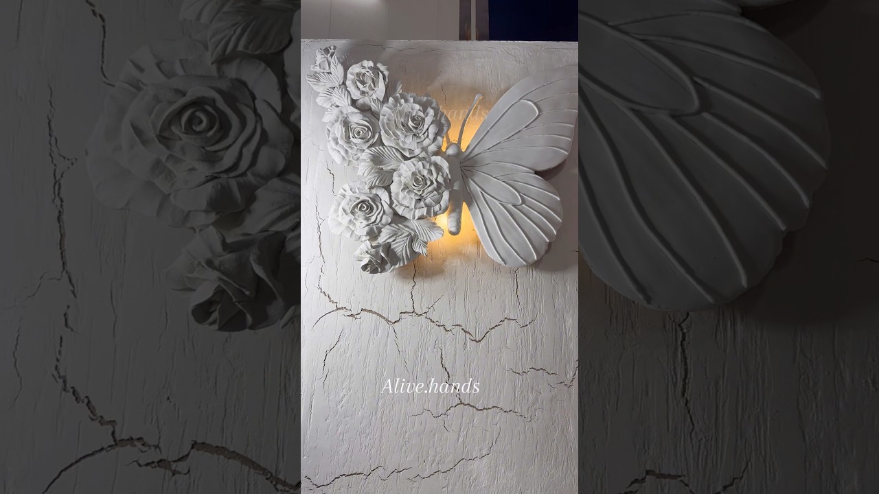 Butterfly Relief Art with Rose Wings and Stunning Lighting | Stucco Sculpture Tutorial 💫