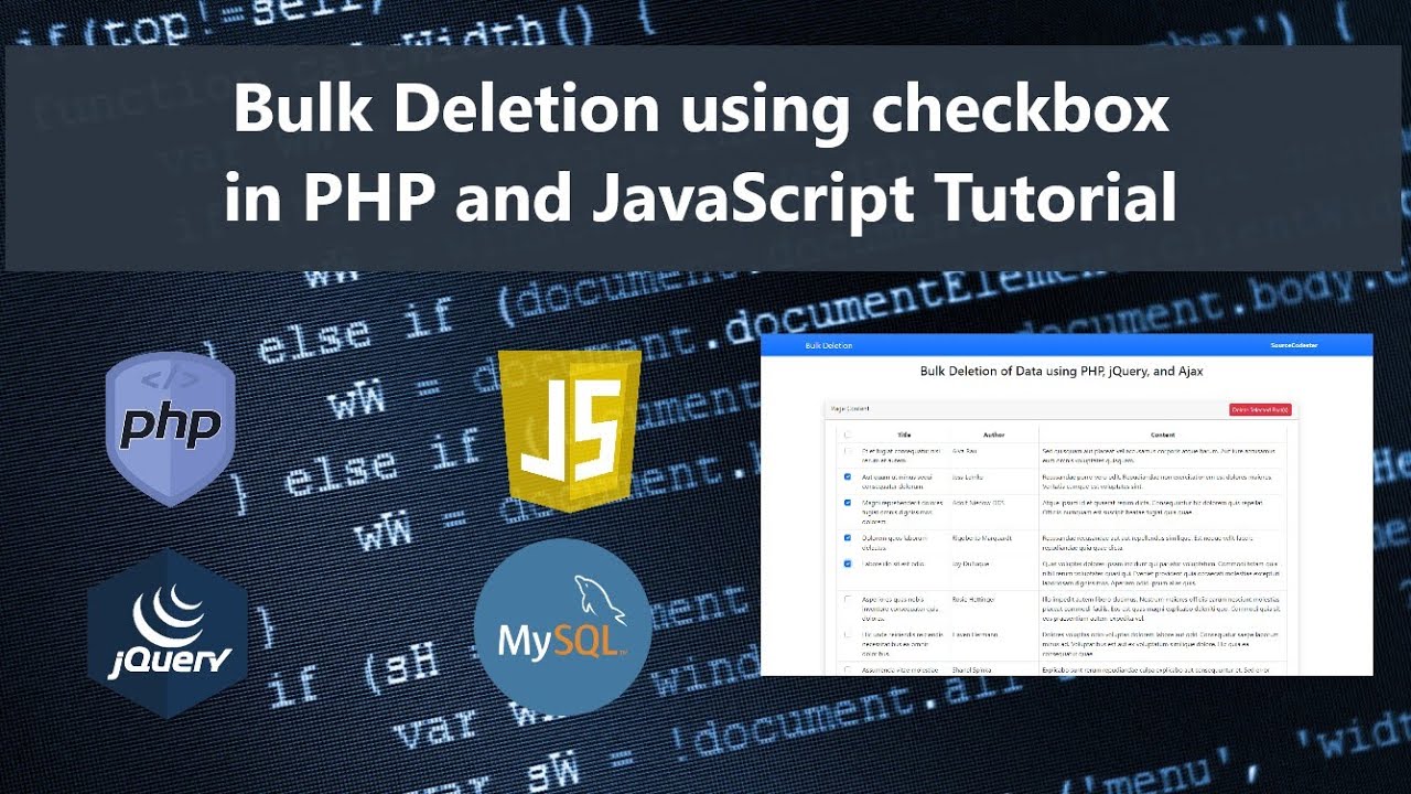 Bulk Deletion using Checkbox in PHP and JavaScript DEMO