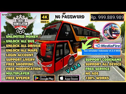 BUS SIMULATOR INDONESIA MOD APK V 4.3.4 UPDATE TERBARU 2024 - UNLIMITED MONEY & UNLOCK ALL BUS