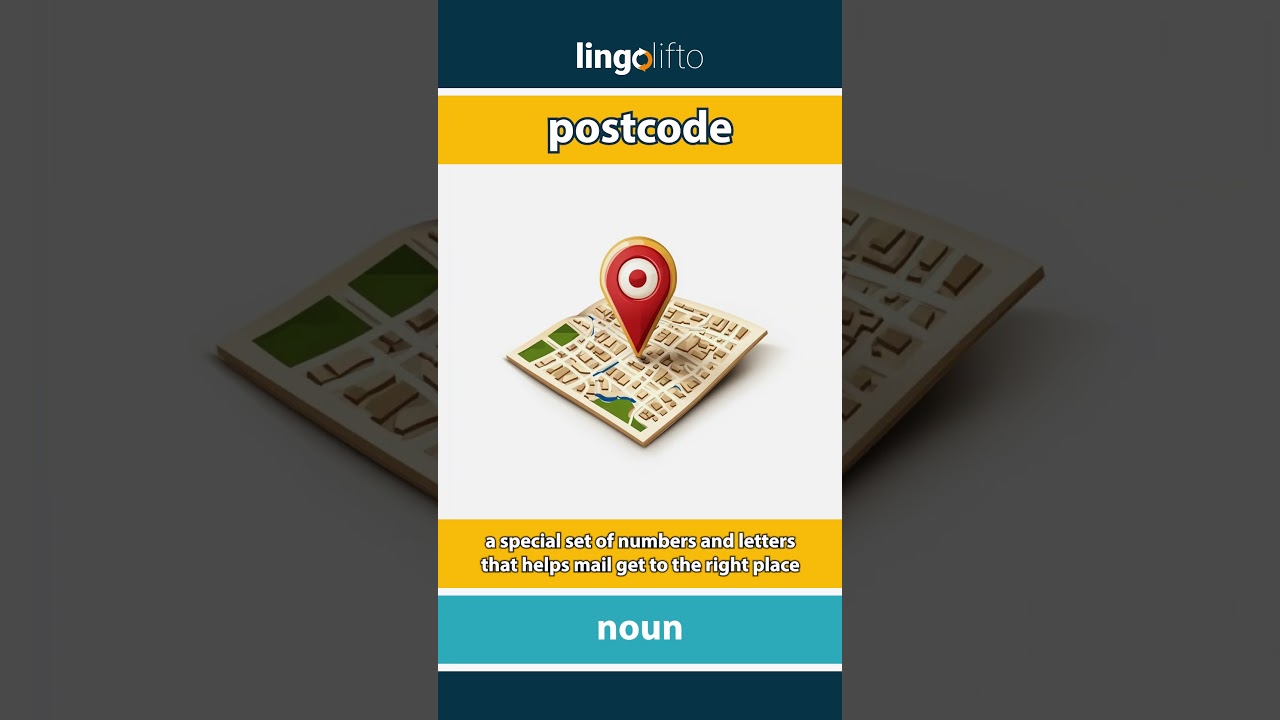 🇬🇧 Postcode Meaning : Flash Card : Learn English Vocabulary