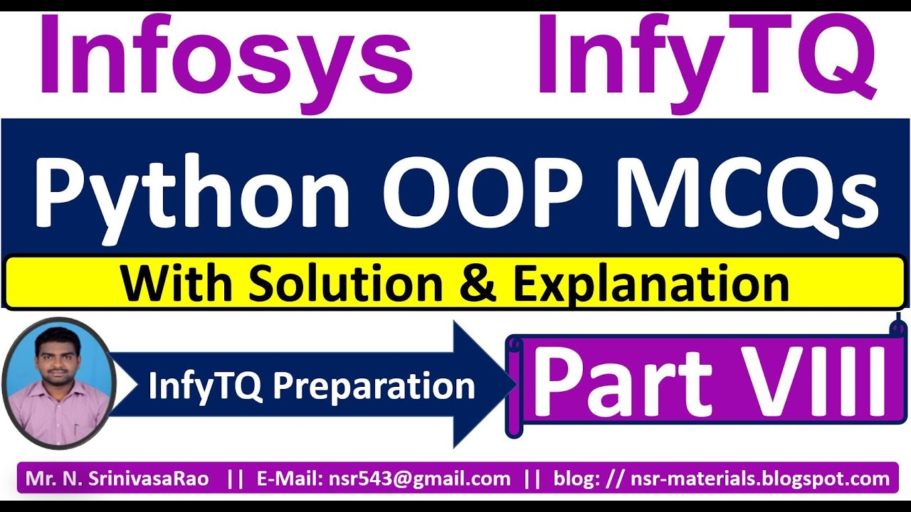 Python OOP MCQs | InfyTQ 2023 Python MCQs Preparation | Python MCQs Solution & Explanation | Part-8