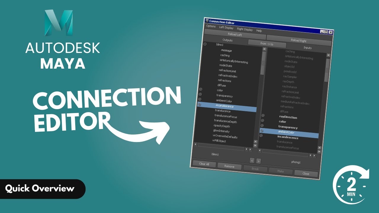 Connection Editor- Autodesk Maya 2019 | Quick overview