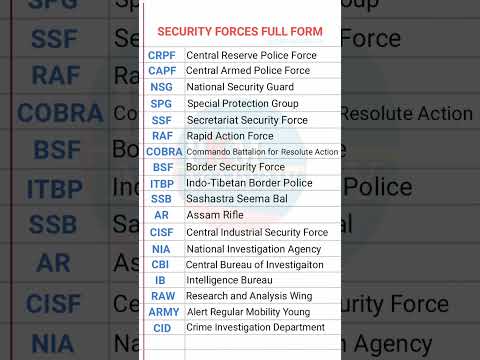 Security Forces Full Form / Indian Security Force / CRPF BSF COBRA CISF CBI ARMY #force #fullform