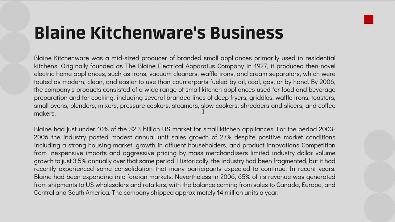 Case study MBA ,CFA  Blaine kitchenware capital structure