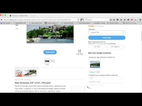 Filling in my Zazzle business card templates
