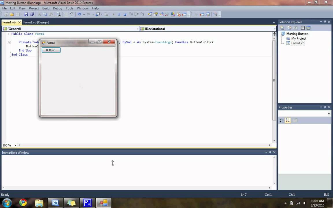 Visual Basic 2010 Tutorial 3: Moving Button