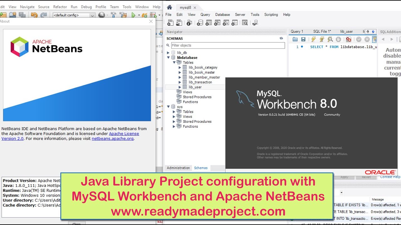 Java Library Project configuration with MySQL Workbench and Apache NetBeans