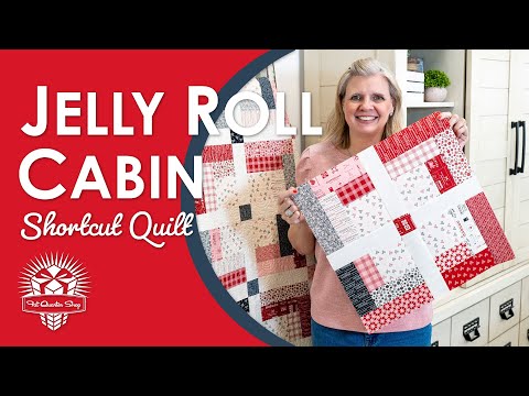 EASY LOG CABIN QUILT! Jelly Roll Cabin 🏠 Shortcut Quilt 📌Save this Jelly Roll Log Cabin Variation!