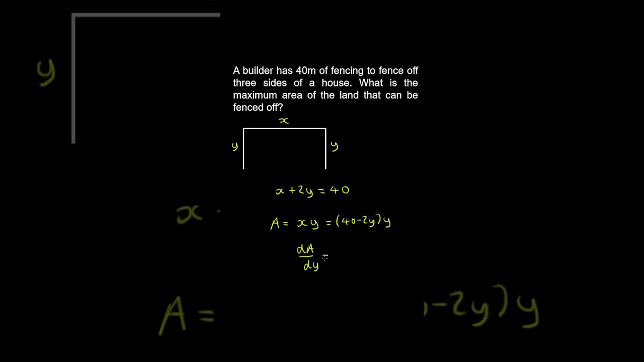 Solving Optimisation Problems, Perimeter, Area, Example - Calculus