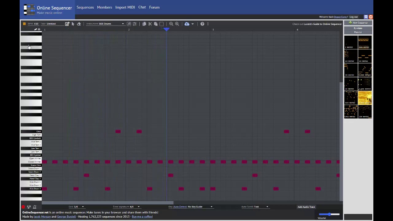 How to make a trap beat in Online Sequencer! #2
