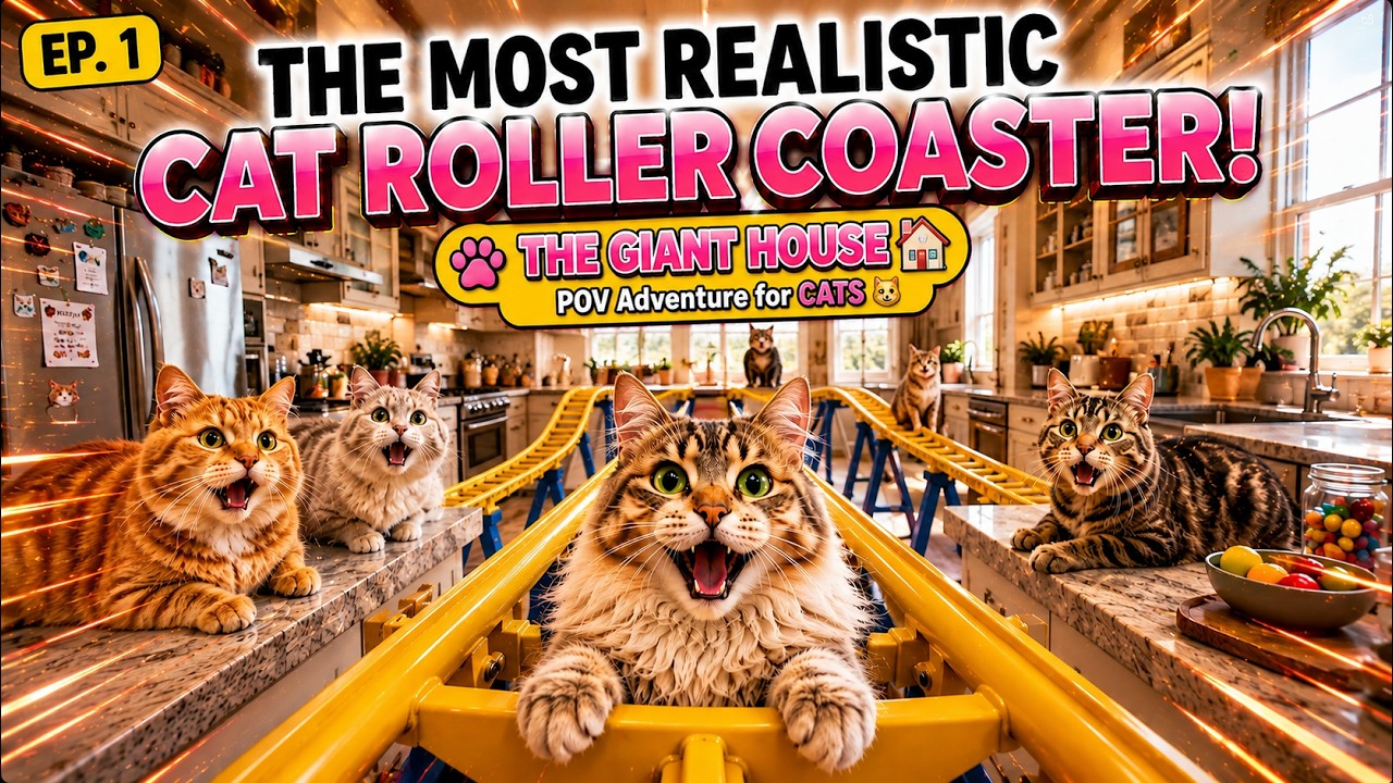 Roller Coaster For Cats🐱: THE GIANT HOUSE🏠 Cat Roller Coaster 🎢🐱
