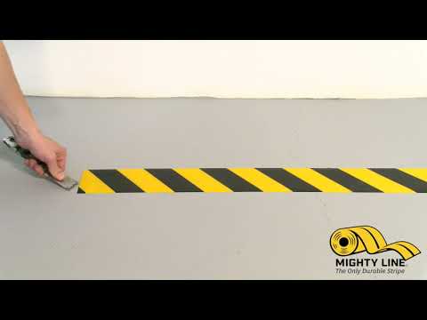4" Yellow/Black Mighty Line Floor Tape - Easy Removal Demo