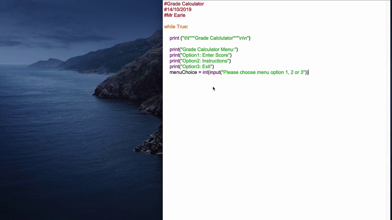 Python Menu and Conditionals