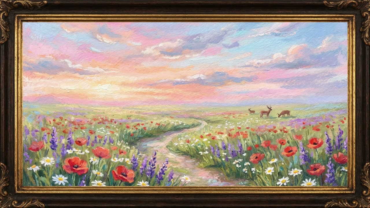 Wildflower Meadow at Sunset | 4K Luxury Frame TV Art Display 🌸