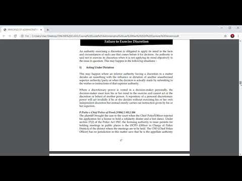 Chapter 2- Discretionary Power (Part 6)