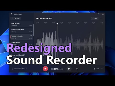 Redesigned Sound Recorder on Windows 11