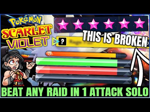 New FAST Solo in 1 Attack ANY 6 Star Tera Raid GUARANTEED Trick - Best Pokemon Scarlet Violet Build!