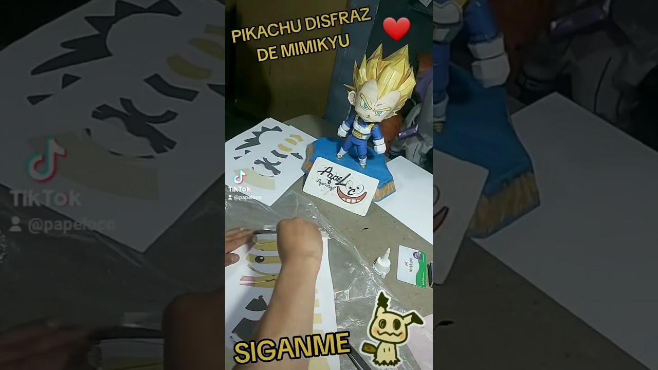 PIKACHU DISFRAZ DE MIMIKYU/PAPERCRAFT/MANUALIDADES/PAPEL/PAPEKURA/POKEMON