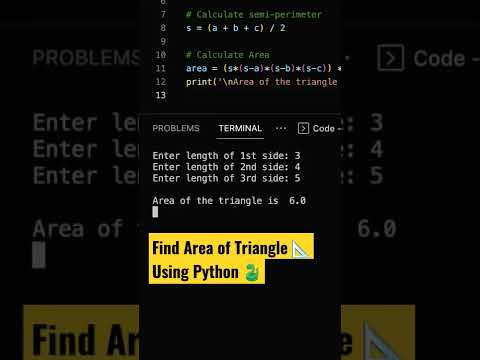 Python program to find area of triangle #shorts #coding #programming