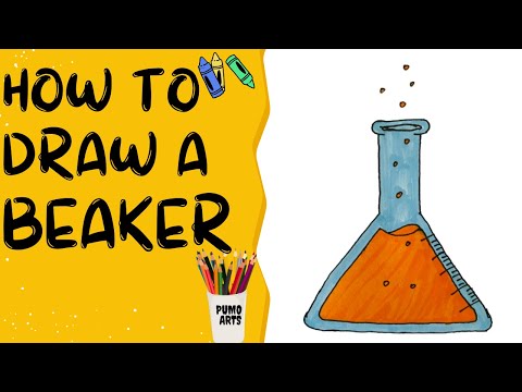 How to draw a Beaker for kids/Easy Science beaker drawing/Chemistry lab beaker drawing/Pumo Arts