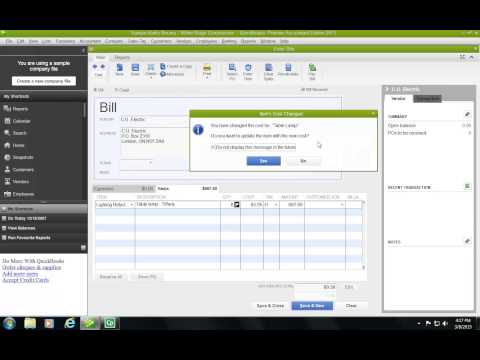 Receive Inventory with a Bill
