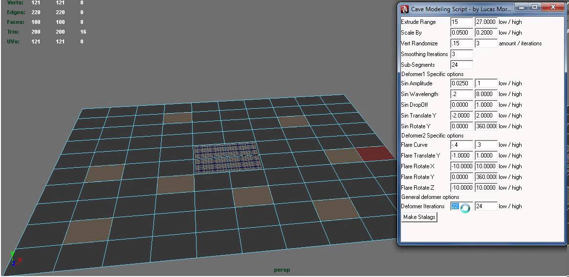 Procedural Stalagmite generator - Maya python script