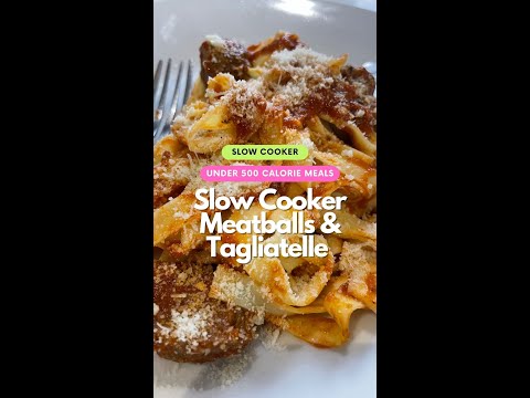 UNDER 500 CALORIE MEALS - Slow Cooker Meatballs with Tagliatelle Recipe (450 Cals) | Ninja 15 in 1