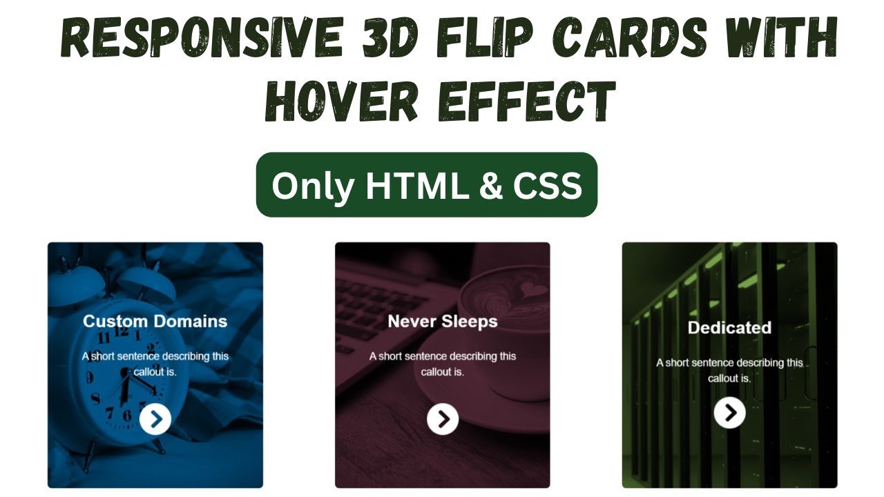 Responsive 3D Flip Cards using Html and Css | Create a Unique Card Flip Animation [Easy Tutorial]