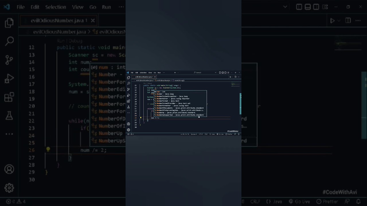 Evil-Odious Number using Java Program | Taking Input from User | Java Program | @CodeWithAvi