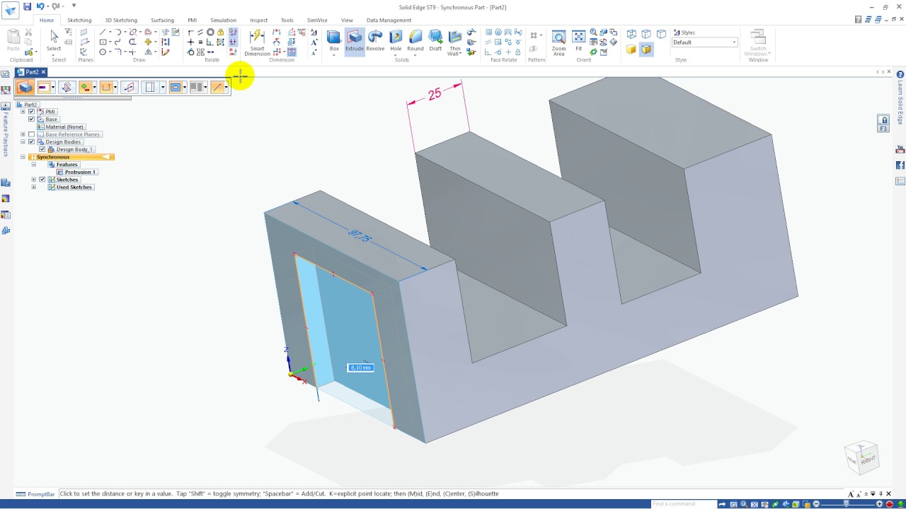 Solid Edge combined modeling: synchronous and ordered