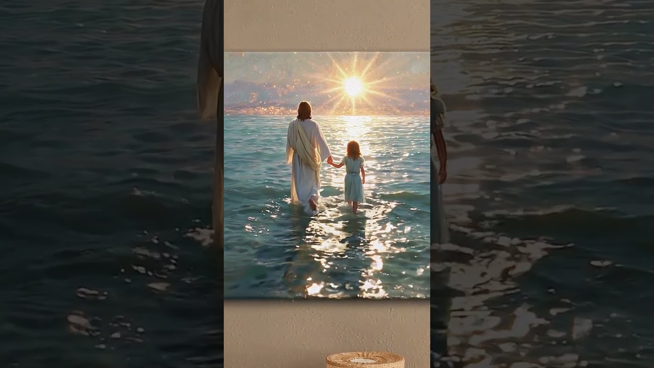 Jesus Walking on Water Canvas with Little Girl | Christian Wall Art Decor #jesus #christianart