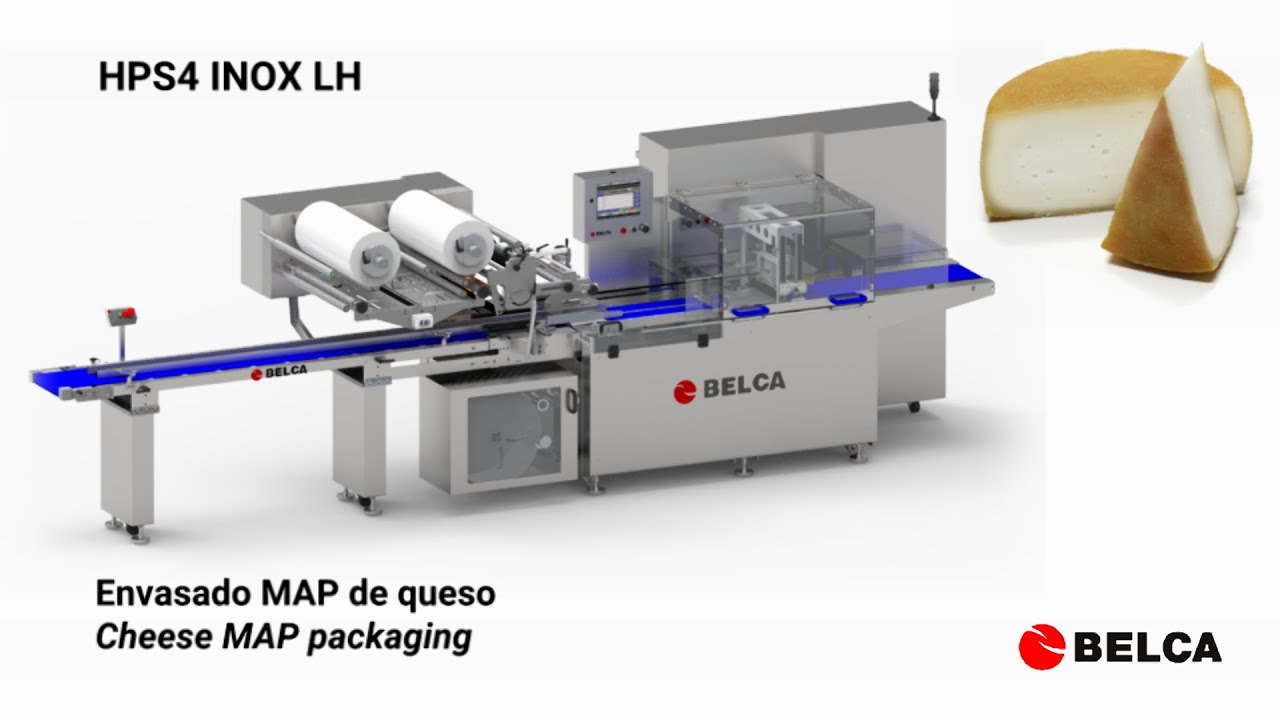 Flow pack packaging under MAP of cheese wedge with HPS4 LH INOX. - BELCA