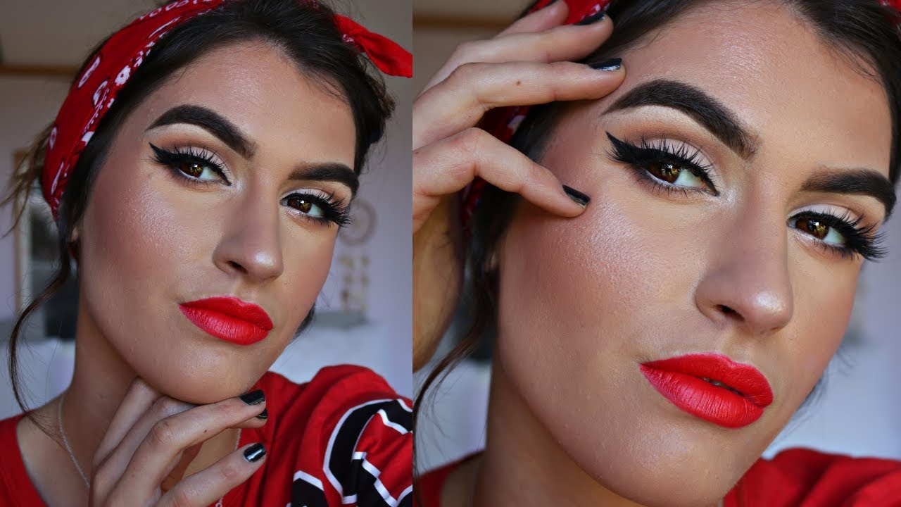 Simple DRUGSTORE Pin Up Makeup | Old Hollywood Style Glam
