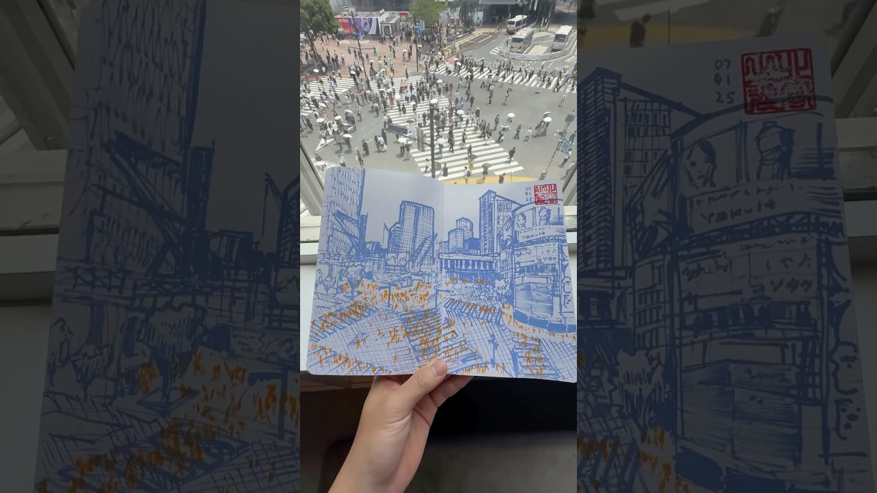 Sketching Shibuya Scramble Square! #tokyo #japan #art #painting #sketchbook