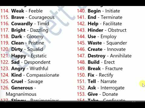 300 common synonyms words list