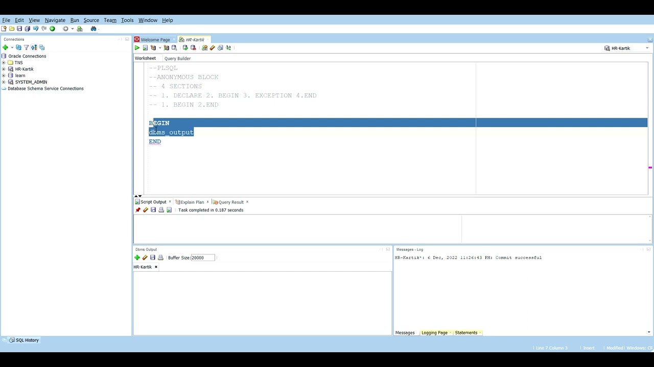 Writing Simple Plsql Block | Plsql Anonymous Block Example