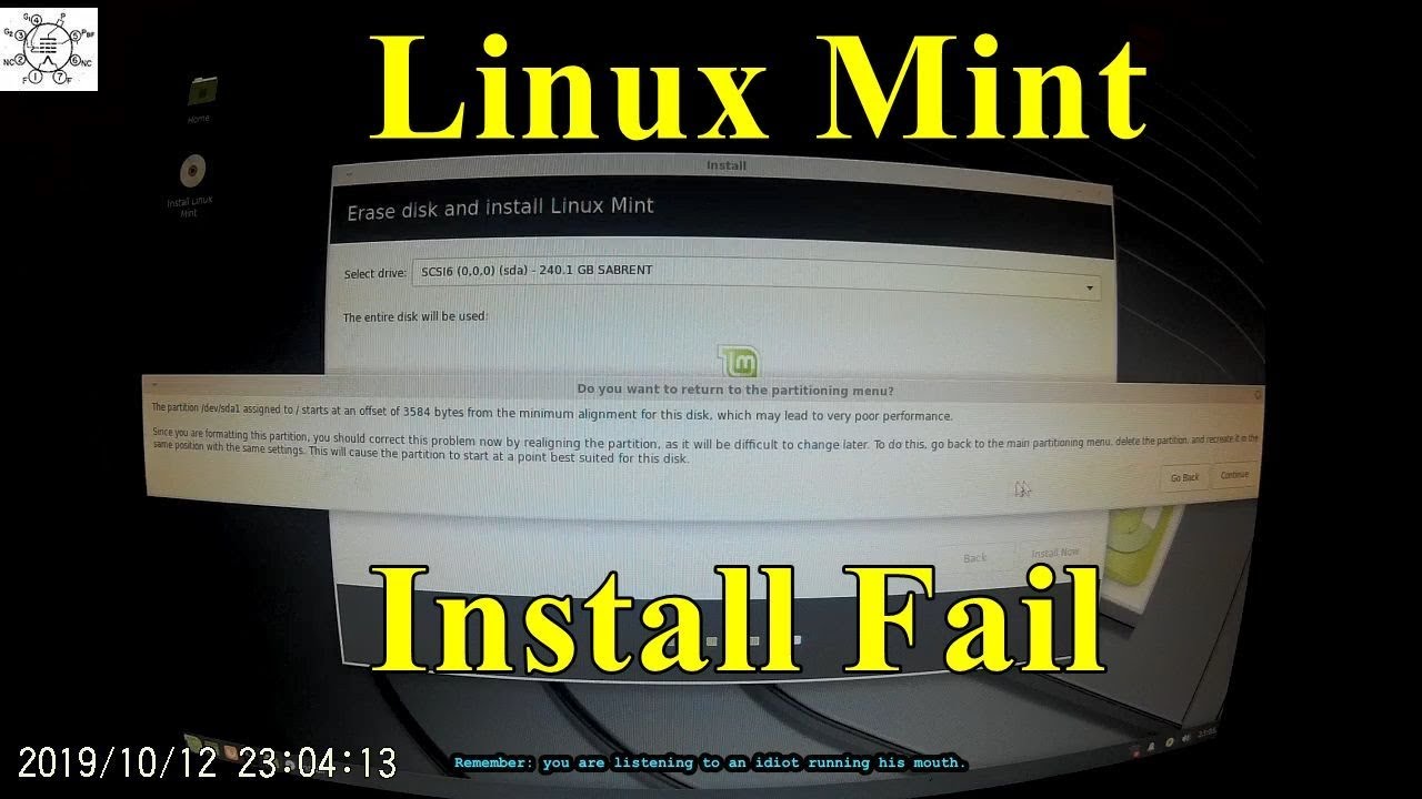 Linux Mint Install Fail