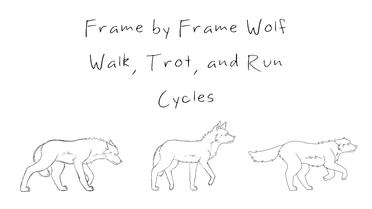 Frame by Frame Wolf Walk, Trot, and Run Cycles