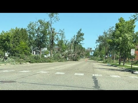Walz tours Bemidji storm damage following disaster declaration
